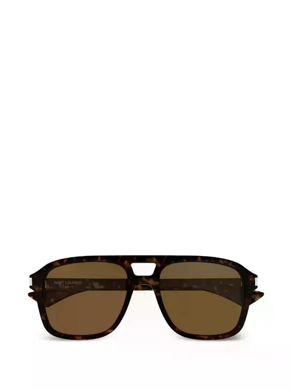 Saint Laurent Tortoiseshell-effect Pilot-frame Sunglasses - Brown