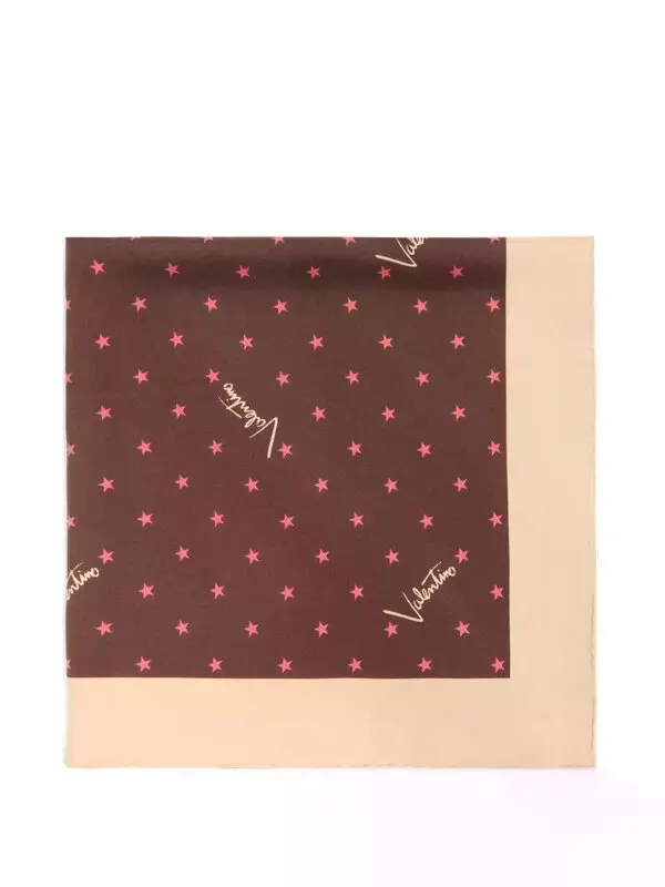 Valentino Garavani Stelline E Firma Starry Silk Scarf - Brown
