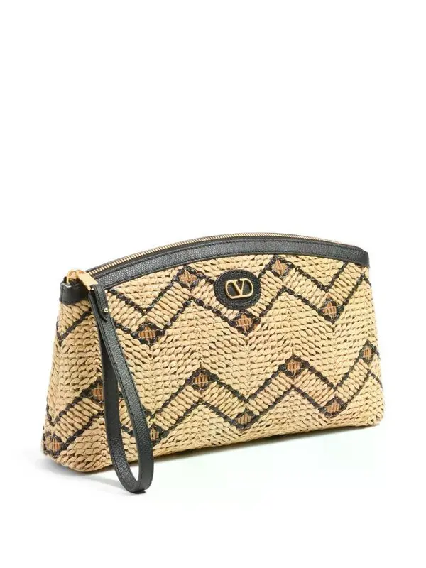 Valentino Garavani Raffia Clutch Bag With Geometric Pattern