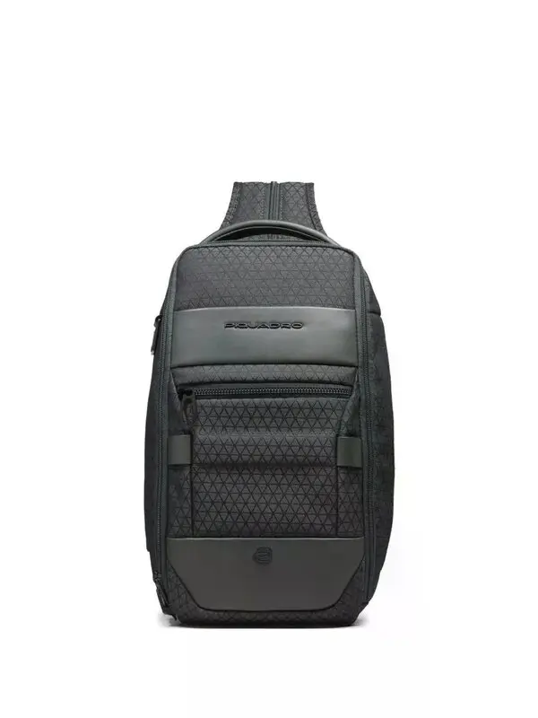 PIQUADRO Geometric Pattern Two-way Convertible Backpack - Black