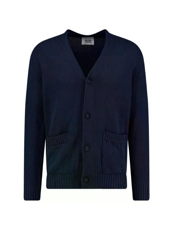 Alpha Studio Ribbed-trim Button-up Cardigan