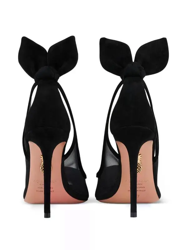 AQUAZZURA Bow Tie Mesh Heeled Pumps - Black