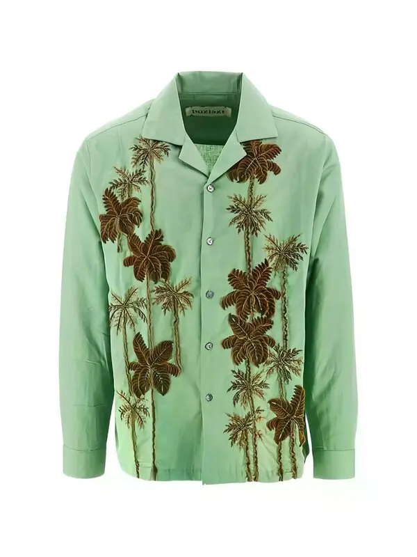 BAZISZT Palm-tree-embroidered Shirt