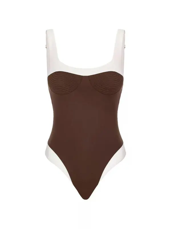 NOIRE SWIMWEAR Adele Square-neck Swimsuit - Brown