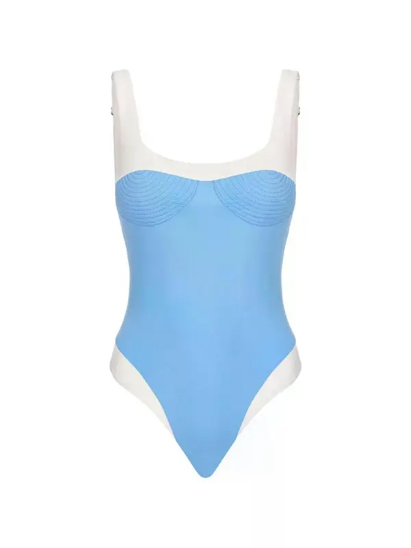 NOIRE SWIMWEAR Adele Square-neck Swimsuit - Blue