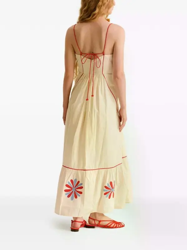 Carolina K Gardenia White Floral Appliqué Tiered Dress
