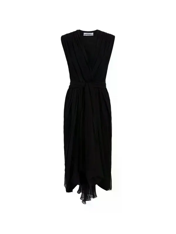 Another Tomorrow Gathered V-neck Midi Dress