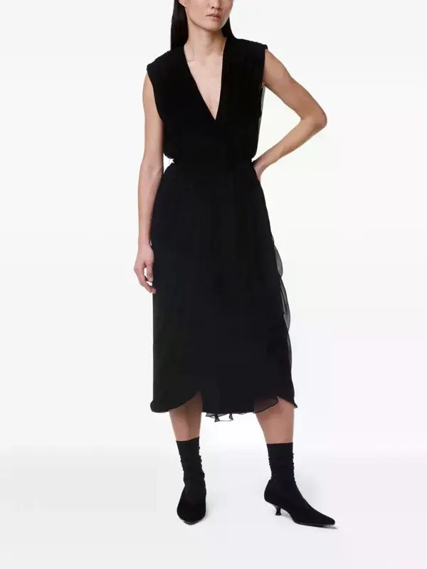 Another Tomorrow Gathered V-neck Midi Dress