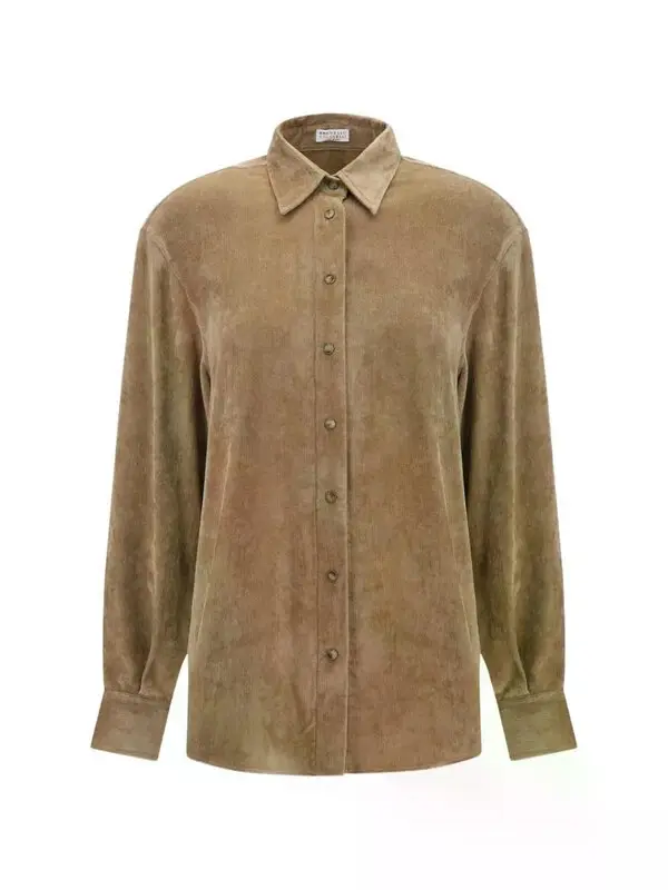 Brunello Cucinelli Brown Corduroy Snap-button Shirt