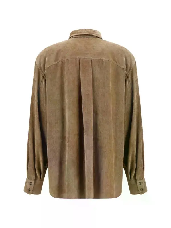 Brunello Cucinelli Brown Corduroy Snap-button Shirt