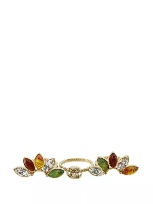 Gucci Plated Strass Interlocking G Flower Ring