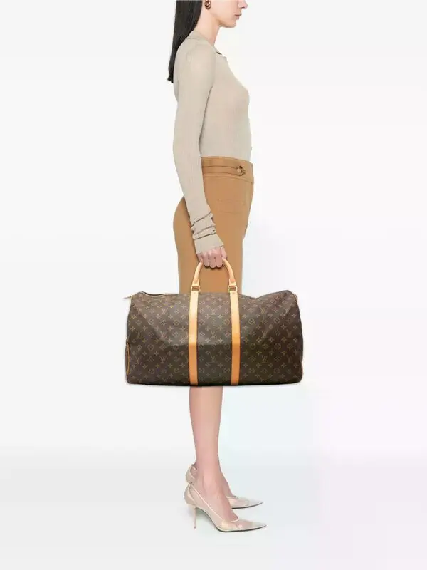 LOUIS VUITTON Monogram Keepall 55 Travel Bag - Brown