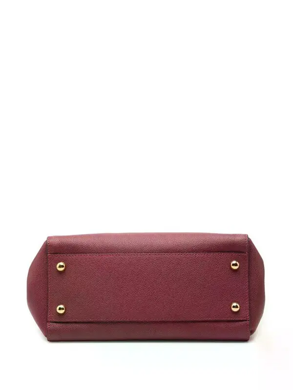 Burberry Calfskin Buckle Tote Satchel - Red