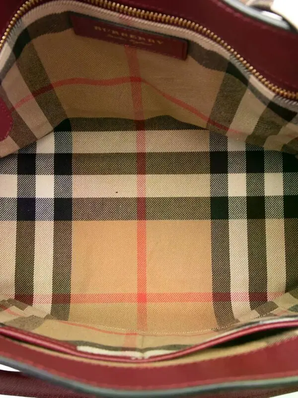 Burberry Calfskin Buckle Tote Satchel - Red