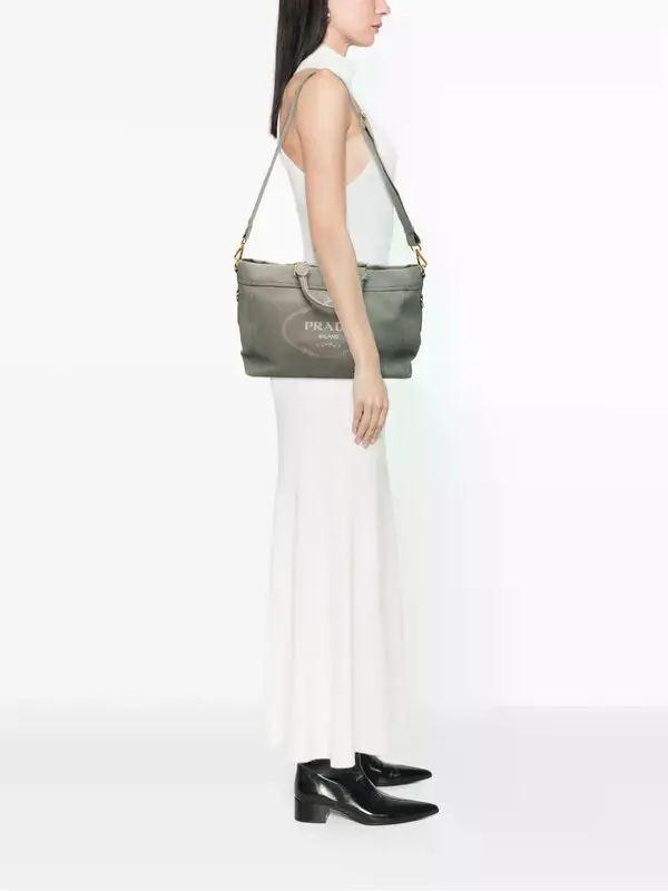 Prada Canapa Logo Satchel - Grey