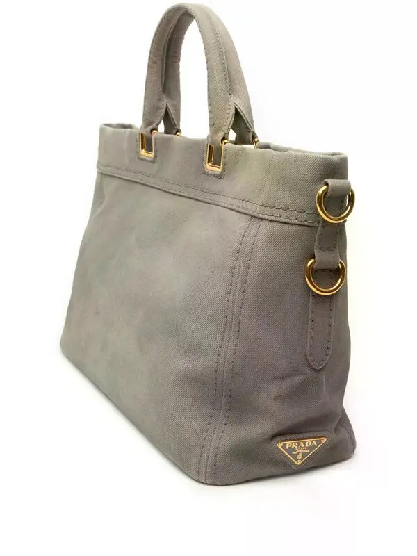 Prada Canapa Logo Satchel - Grey