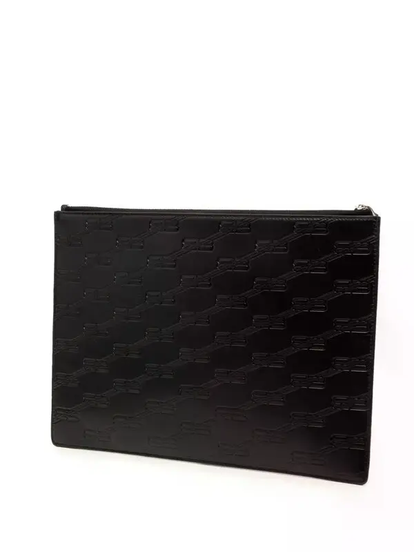 Balenciaga Monogram Embossed Leather Wristlet Clutch Bag
