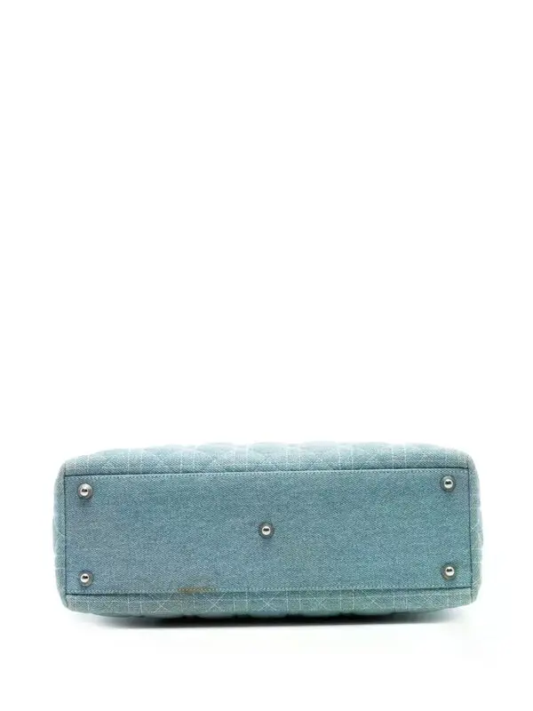 Dior Large Denim Cannage Lady Satchel - Blue