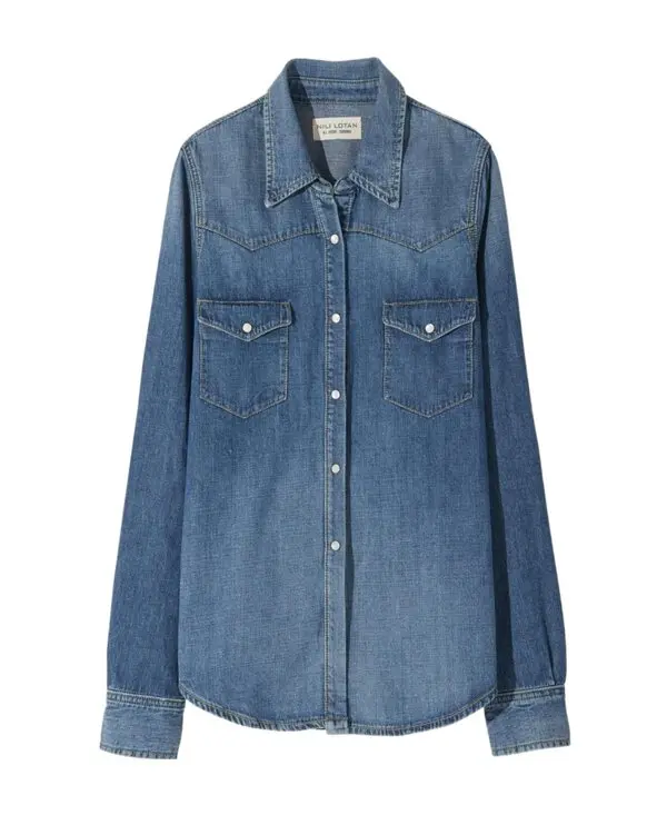 NILI LOTAN Long-sleeved Denim Shirt - Blue