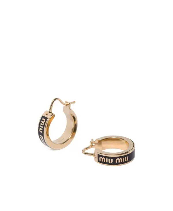 Miu Miu Enamel Logo Hoop Earrings