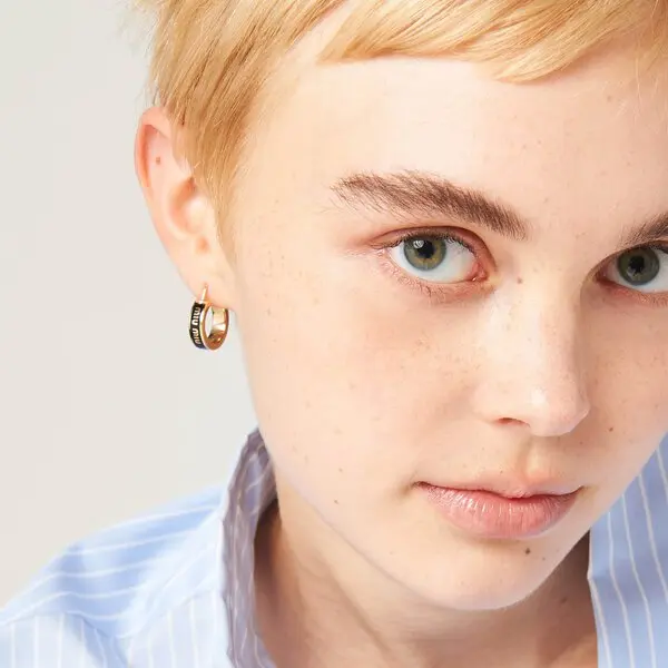 Miu Miu Enamel Logo Hoop Earrings