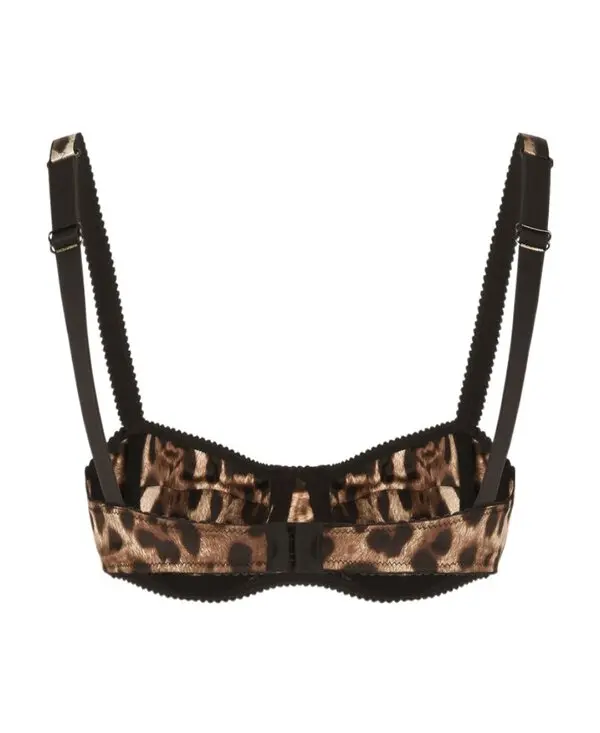 Dolce & Gabbana Satin Leopard-print Balcony Bra