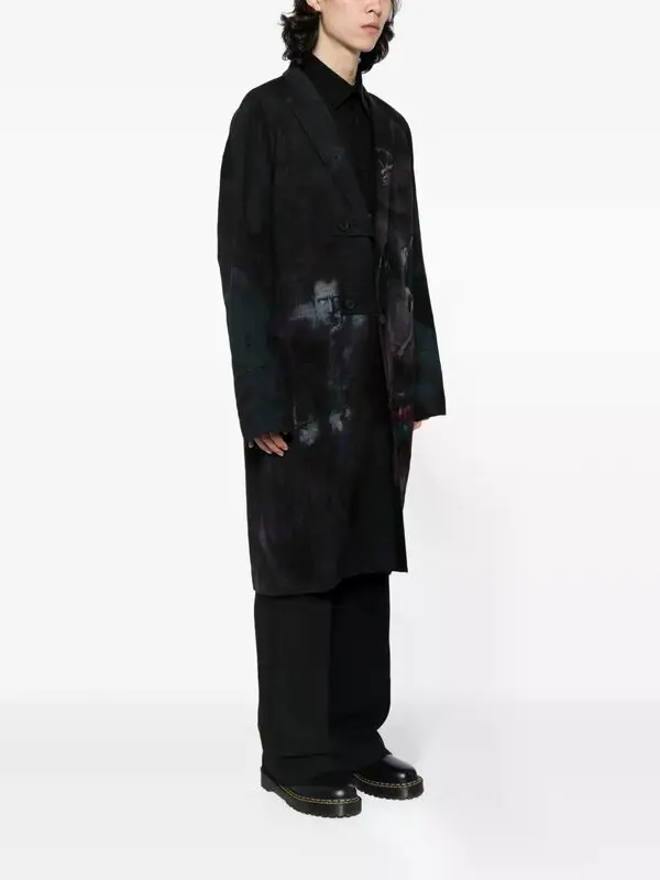 Yohji Yamamoto Single-breasted Graphic-print Coat