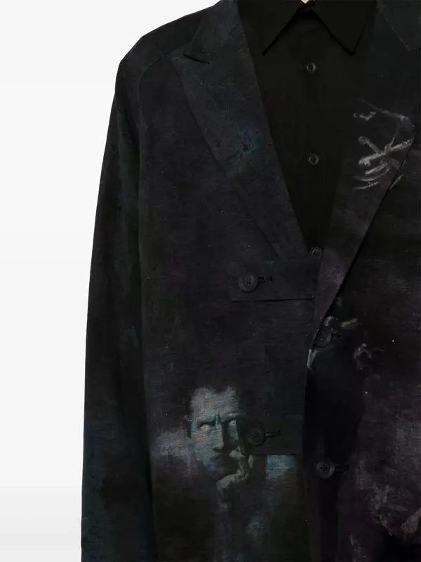 Yohji Yamamoto Single-breasted Graphic-print Coat
