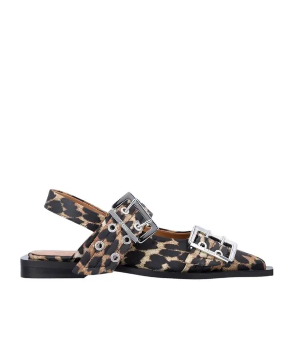 GANNI Leopard/cheetah Print Buckled Flat Sandals - Leopard Print