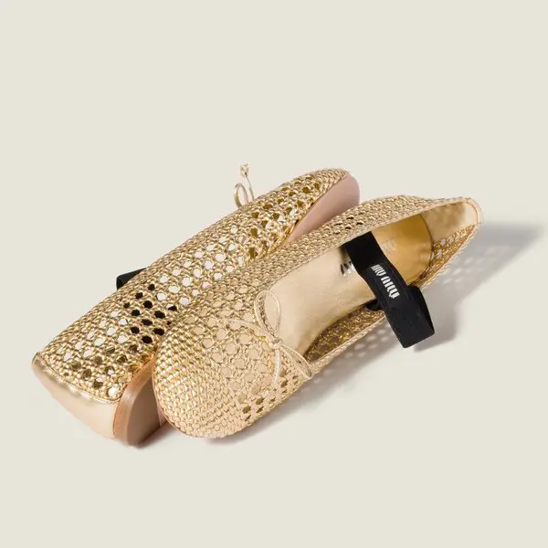 Miu Miu Woven Mordoré Nappa Leather Ballerinas