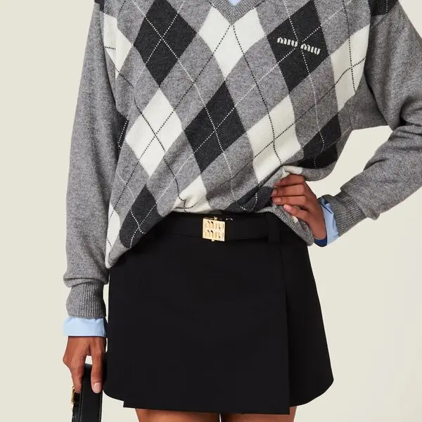 Miu Miu Logo Plaque Belted Low-rise Mini Skirt