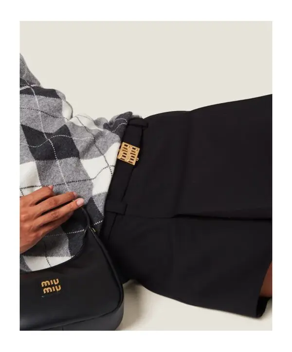 Miu Miu Logo Plaque Belted Low-rise Mini Skirt