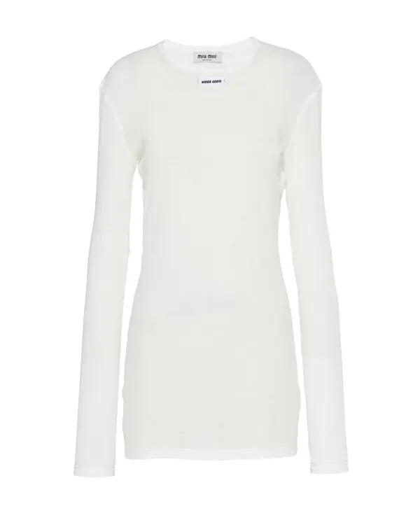 Miu Miu Logo Patch Long Sleeve Top