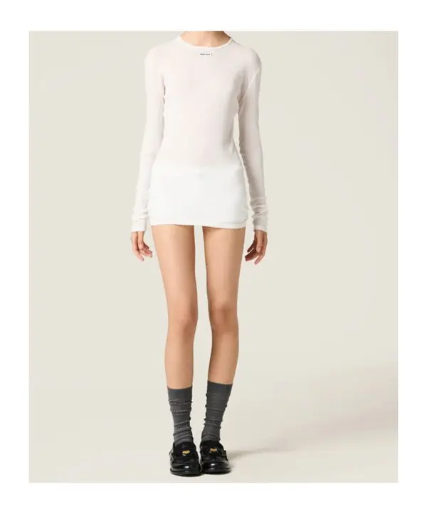 Miu Miu Logo Patch Long Sleeve Top