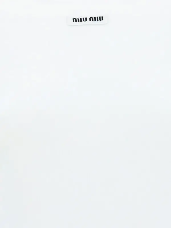 Miu Miu Logo Patch Long Sleeve Top - White