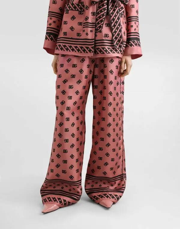 Dolce & Gabbana Silk Satin Jacquard Pajamas With Full Dg Logo