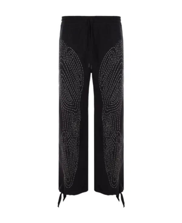Off-White Drawstring Wide Leg Trousers - Black