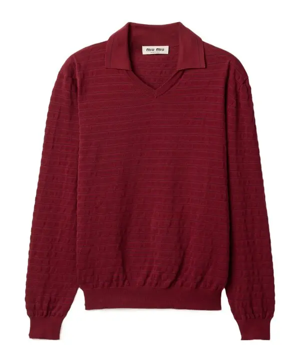 Miu Miu V-neck Cotton Sweater - Red