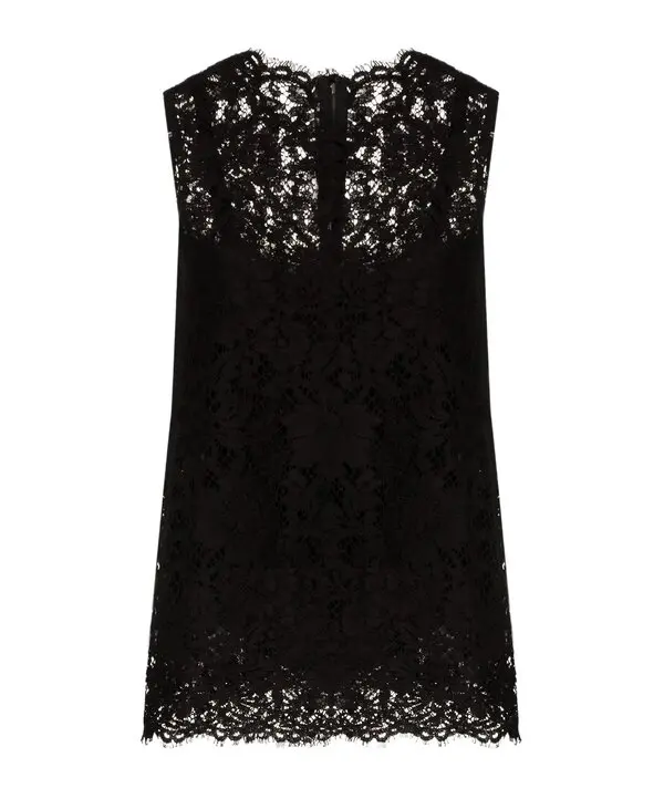 Dolce & Gabbana Sleeveless Lace Top - Black