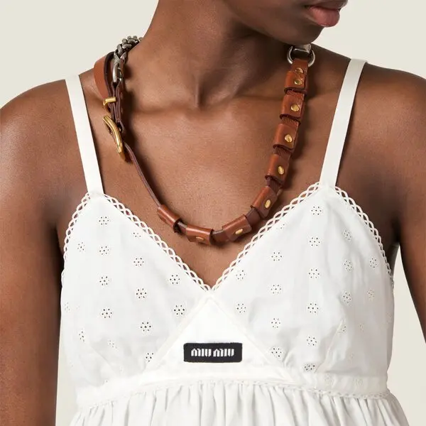 Miu Miu Slubbed Poplin And Eyelet Lace Mini-dress