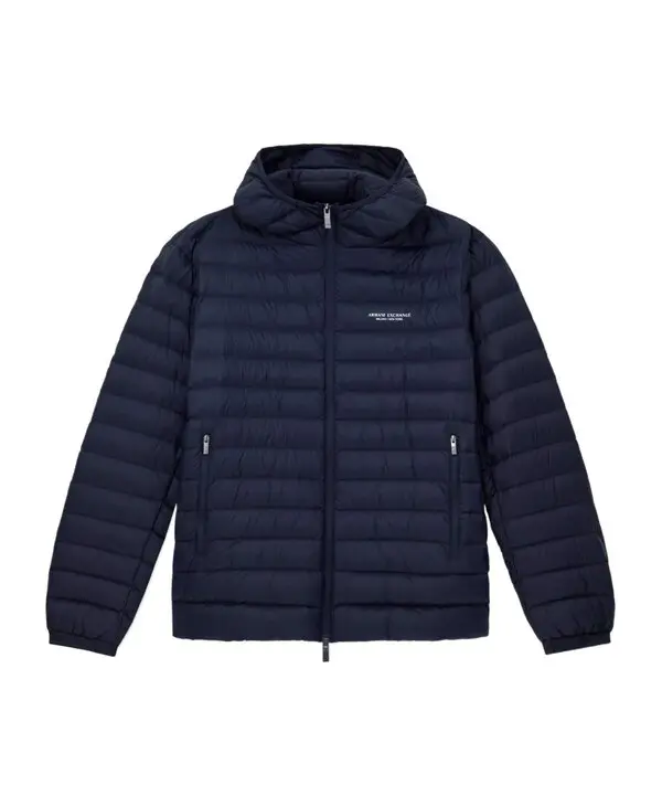 Armani Exchange Hooded Down Jacket - Navy Blue