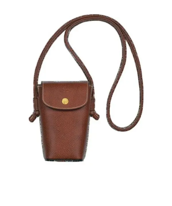 Longchamp Logo-embossed Leather Phone Case - Brown