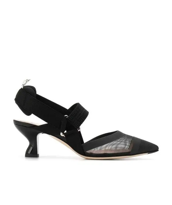 Fendi Slingback Pointed Toe Pumps - Black