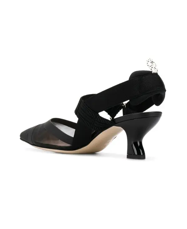 Fendi Slingback Pointed Toe Pumps - Black