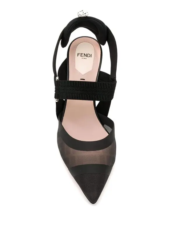 Fendi Slingback Pointed Toe Pumps - Black