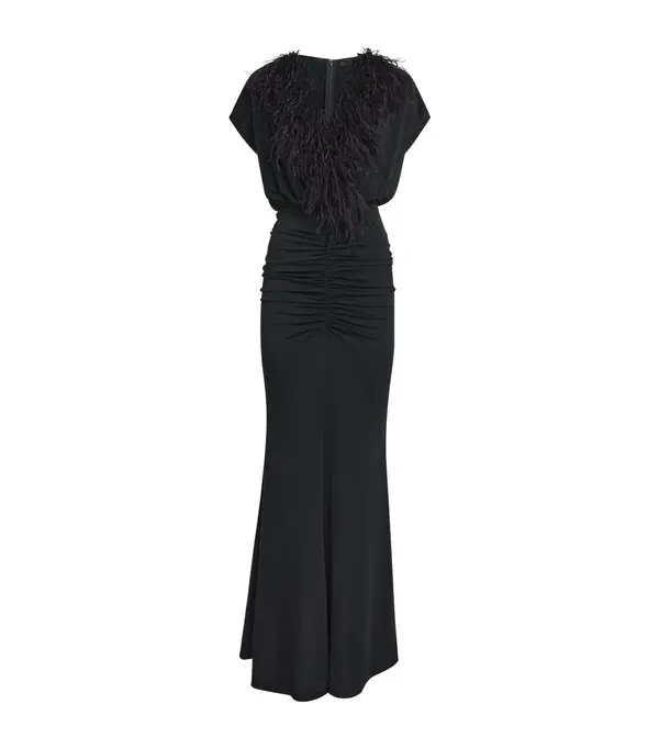 Lapointe Feather-jersey Gathered Gown - Black