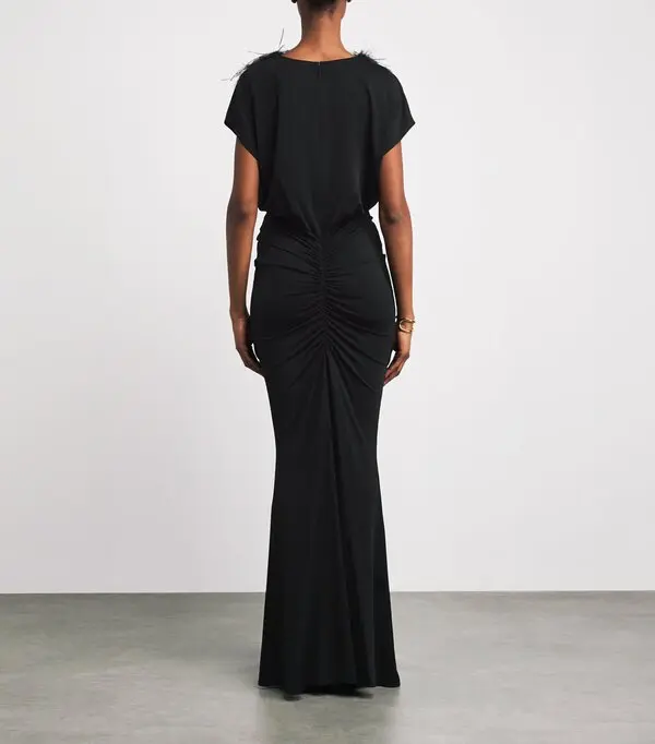 Lapointe Feather-embellished Gathered Gown