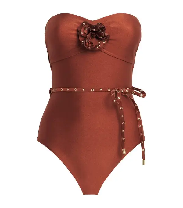 Zimmermann Studded Indra Bandeau Swimsuit - Orange