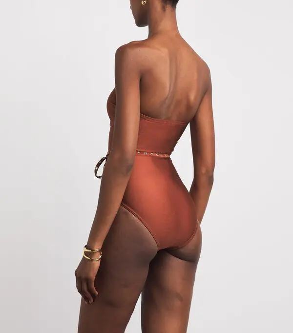 Zimmermann Indra Bandeau One-piece Swimsuit With Studded Belt
