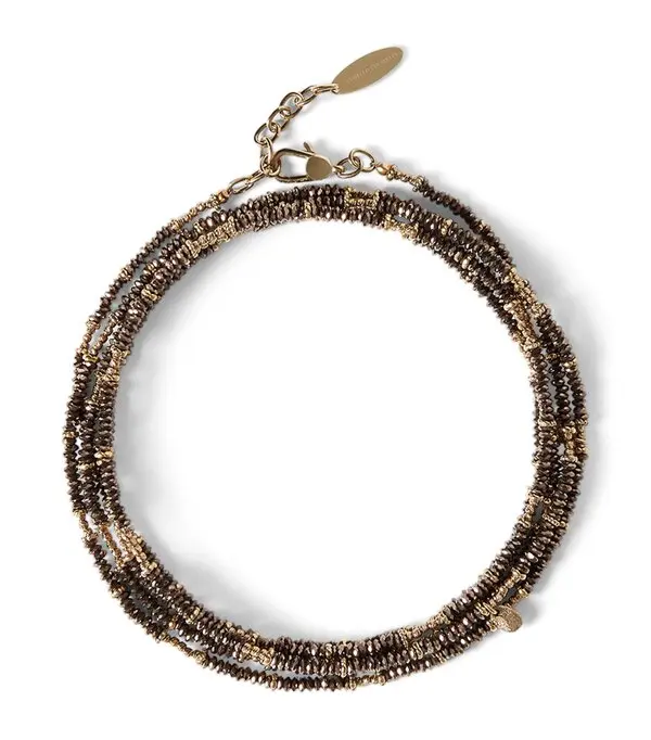 Brunello Cucinelli Sterling Silver Monili Wrap Bracelet - Brown